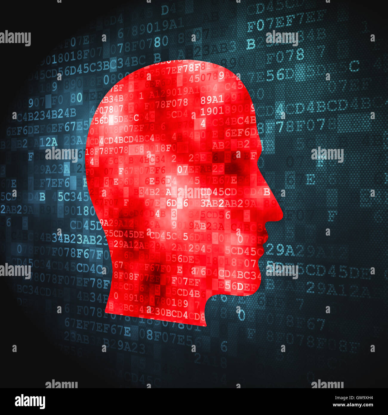 Data concept: Head on digital background Stock Photo - Alamy