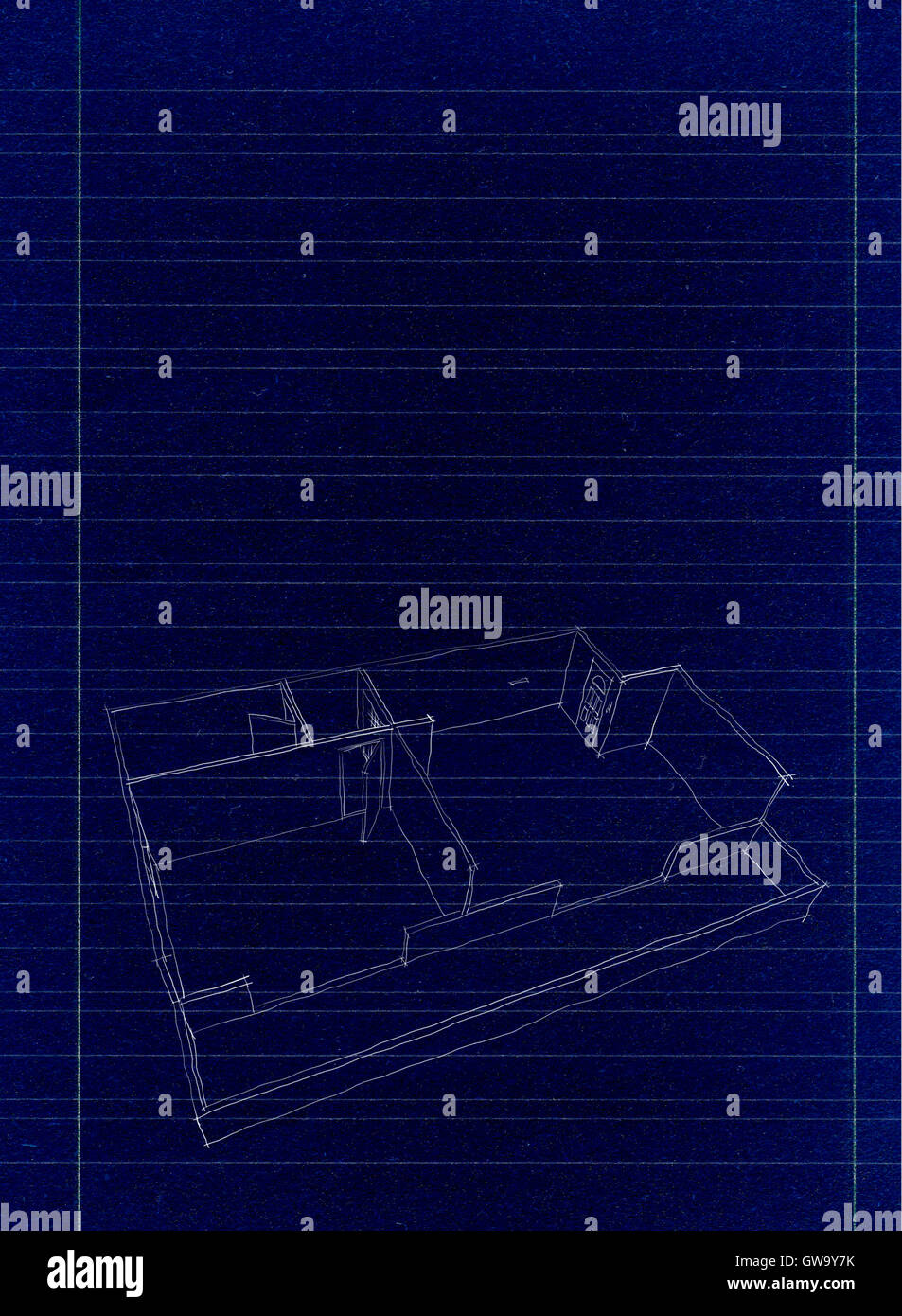 2d blueprint freehand sketch drawing of empty home apartment Stock ...
