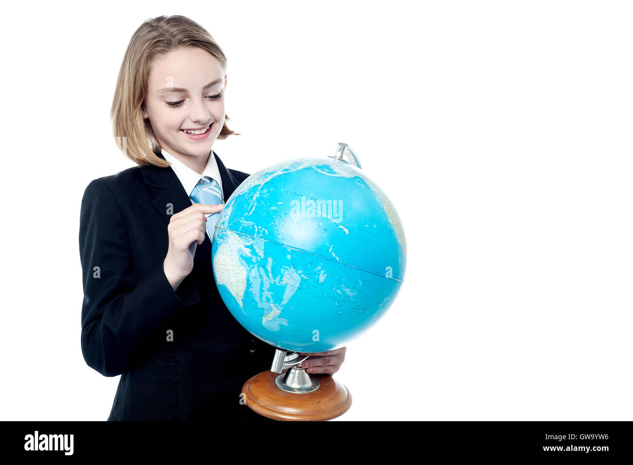 Business leader holding globe map Stock Photo - Alamy