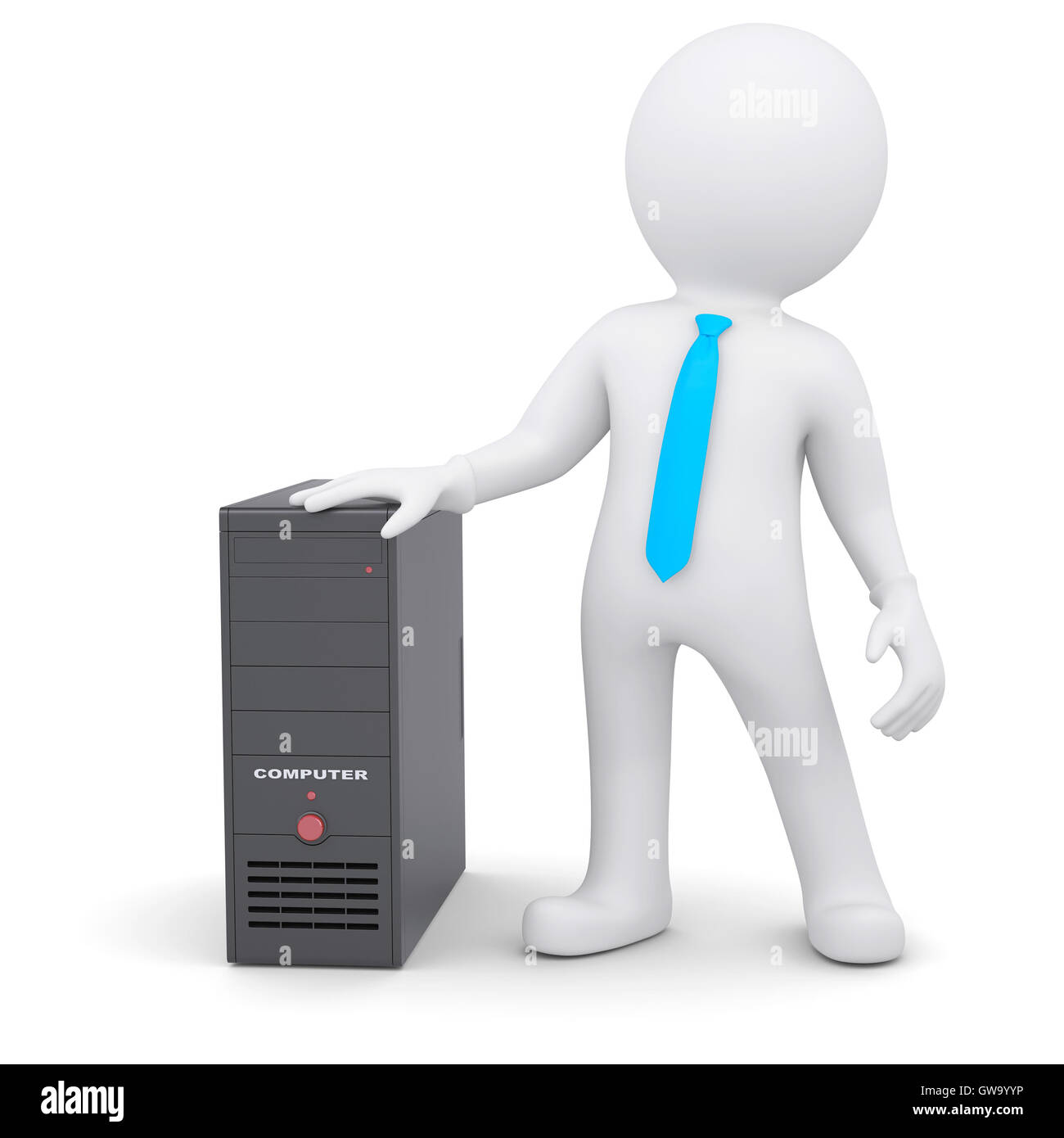 3d person and computer system unit Stock Photo - Alamy