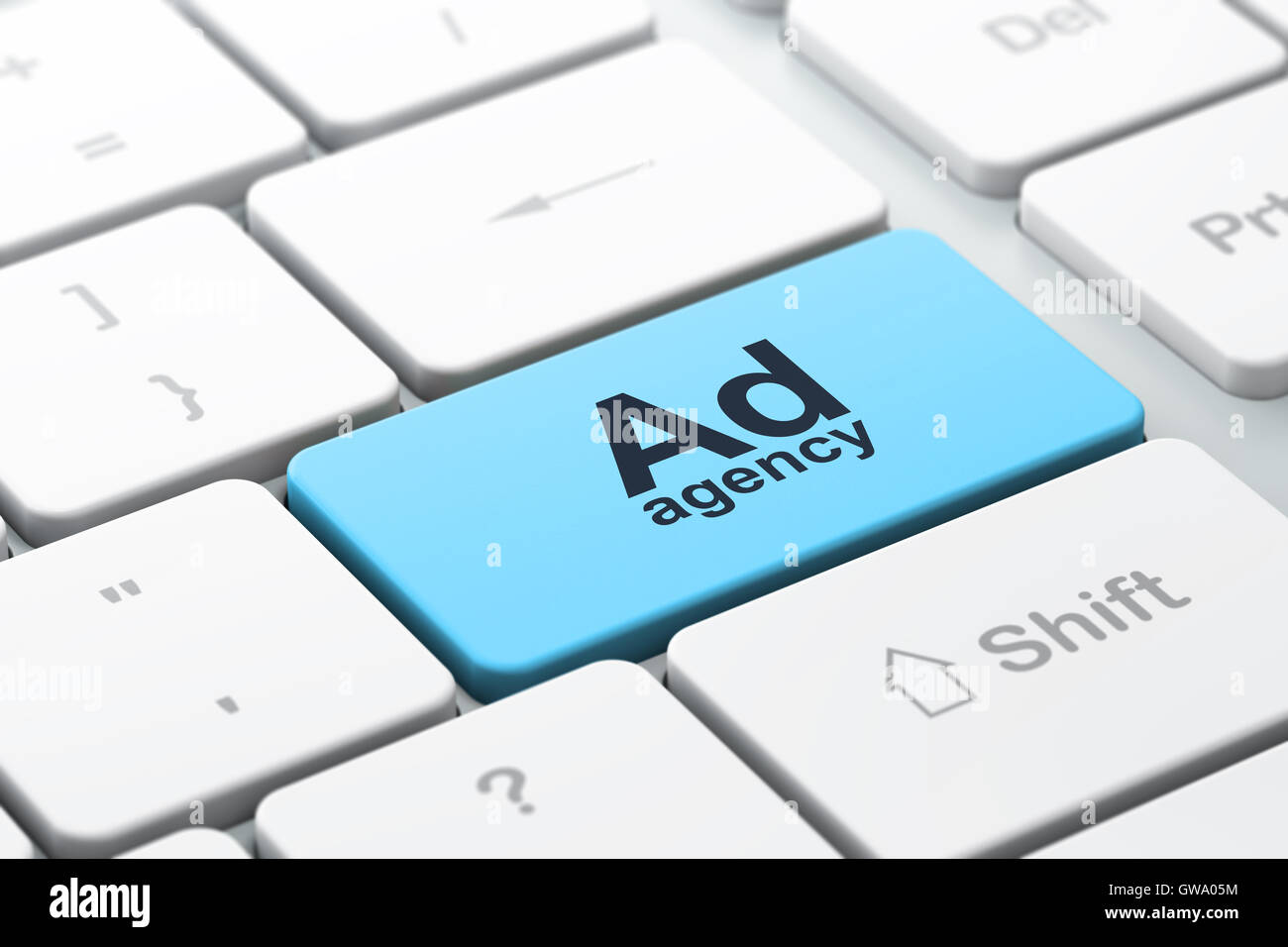 Advertising concept: computer keyboard with Ad Agency Stock Photo - Alamy