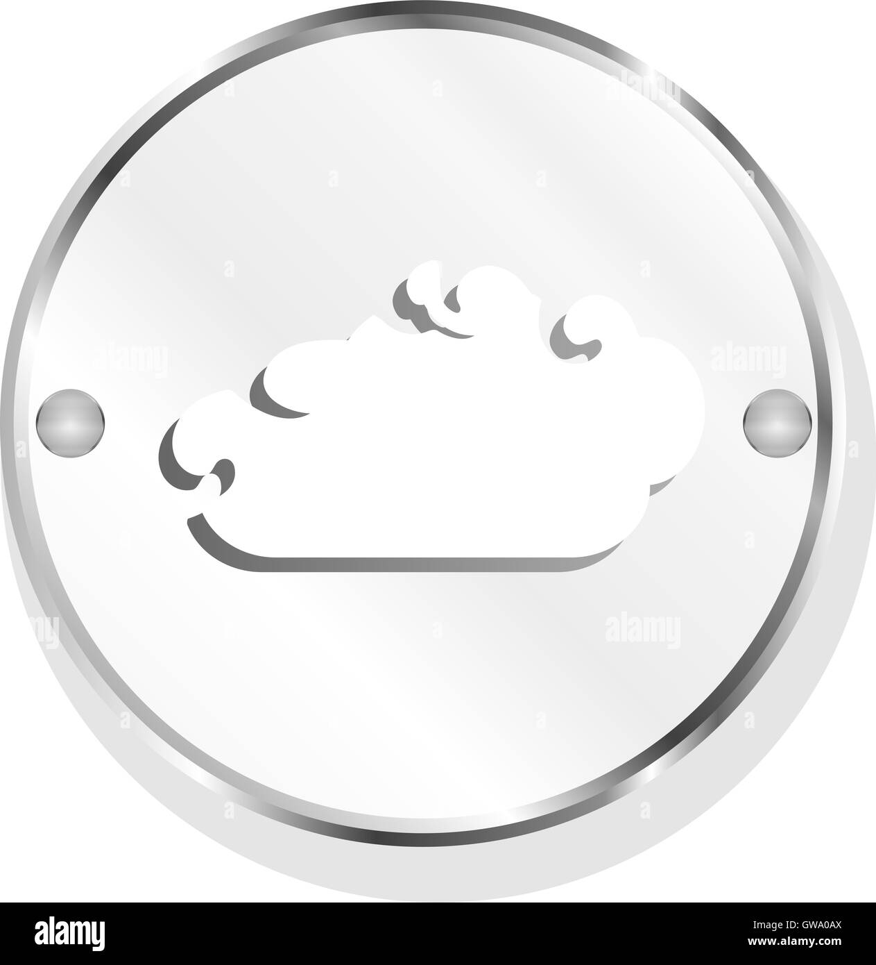 brushed metal cloud round button Stock Photo - Alamy