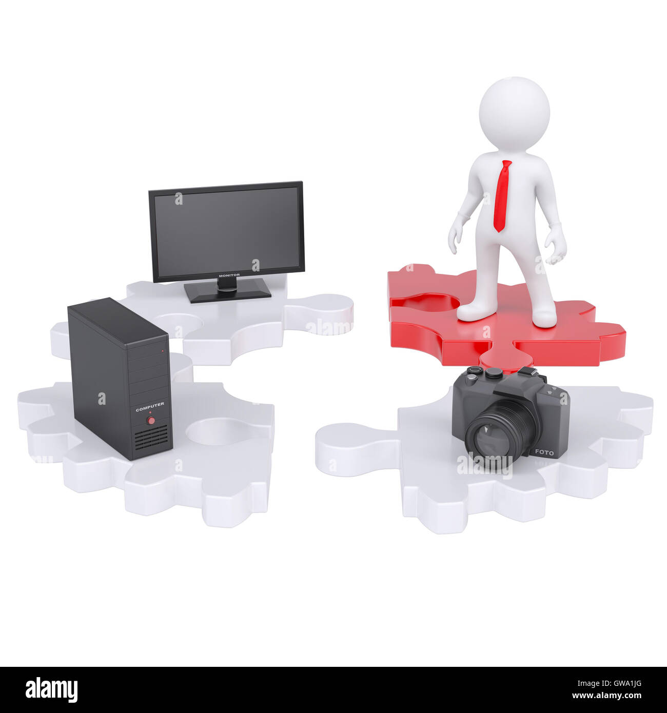 3d man and electronic devices Stock Photo - Alamy