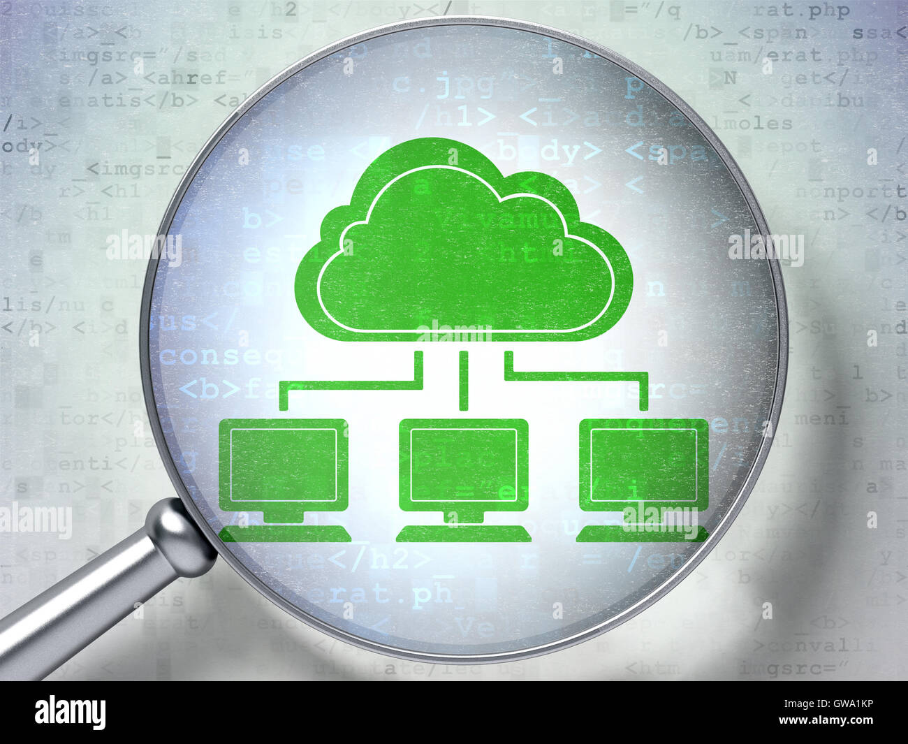 Cloud computing concept: Cloud Network with optical glass on di Stock ...