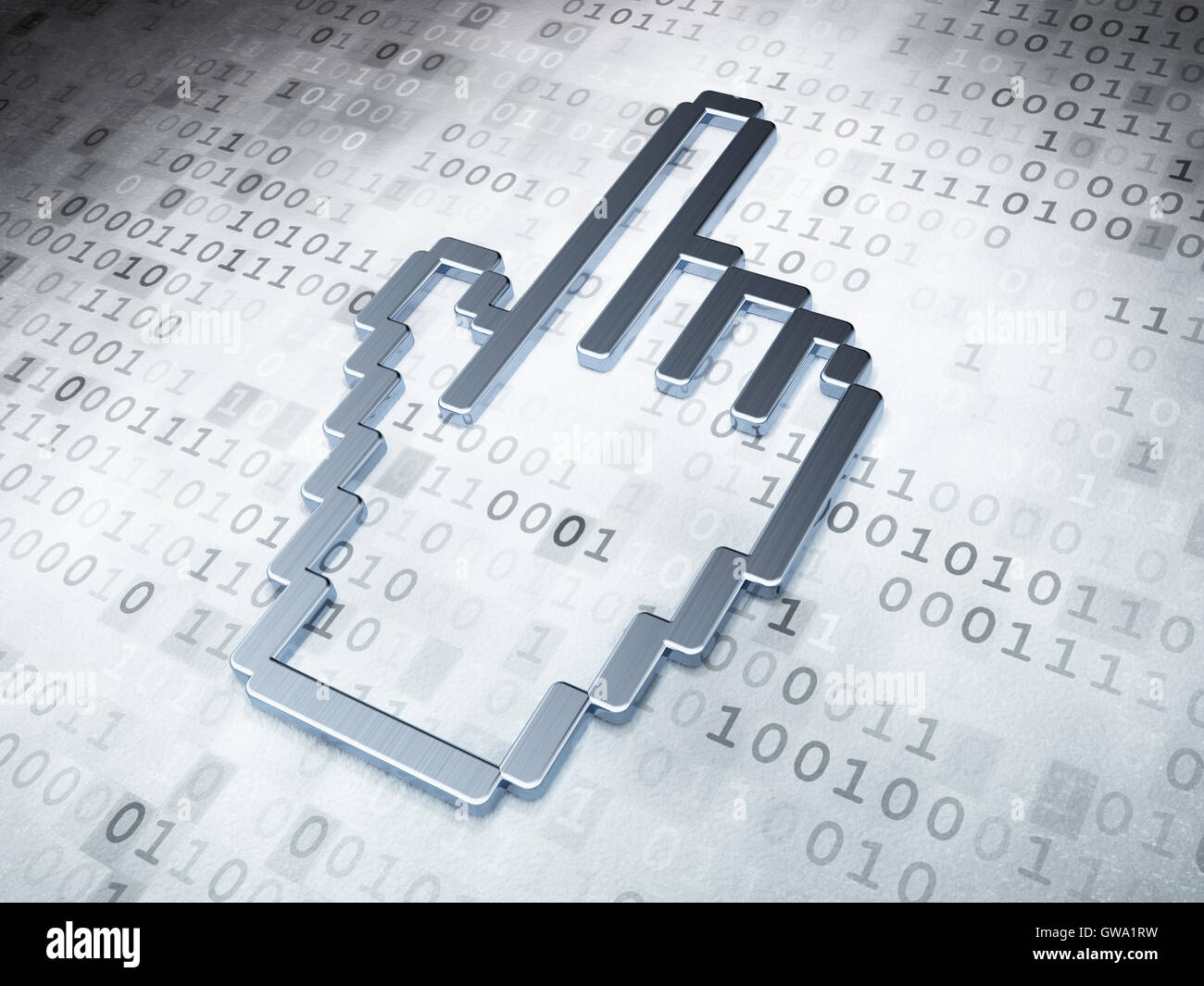 Web design concept: Silver Mouse Cursor on digital background Stock ...