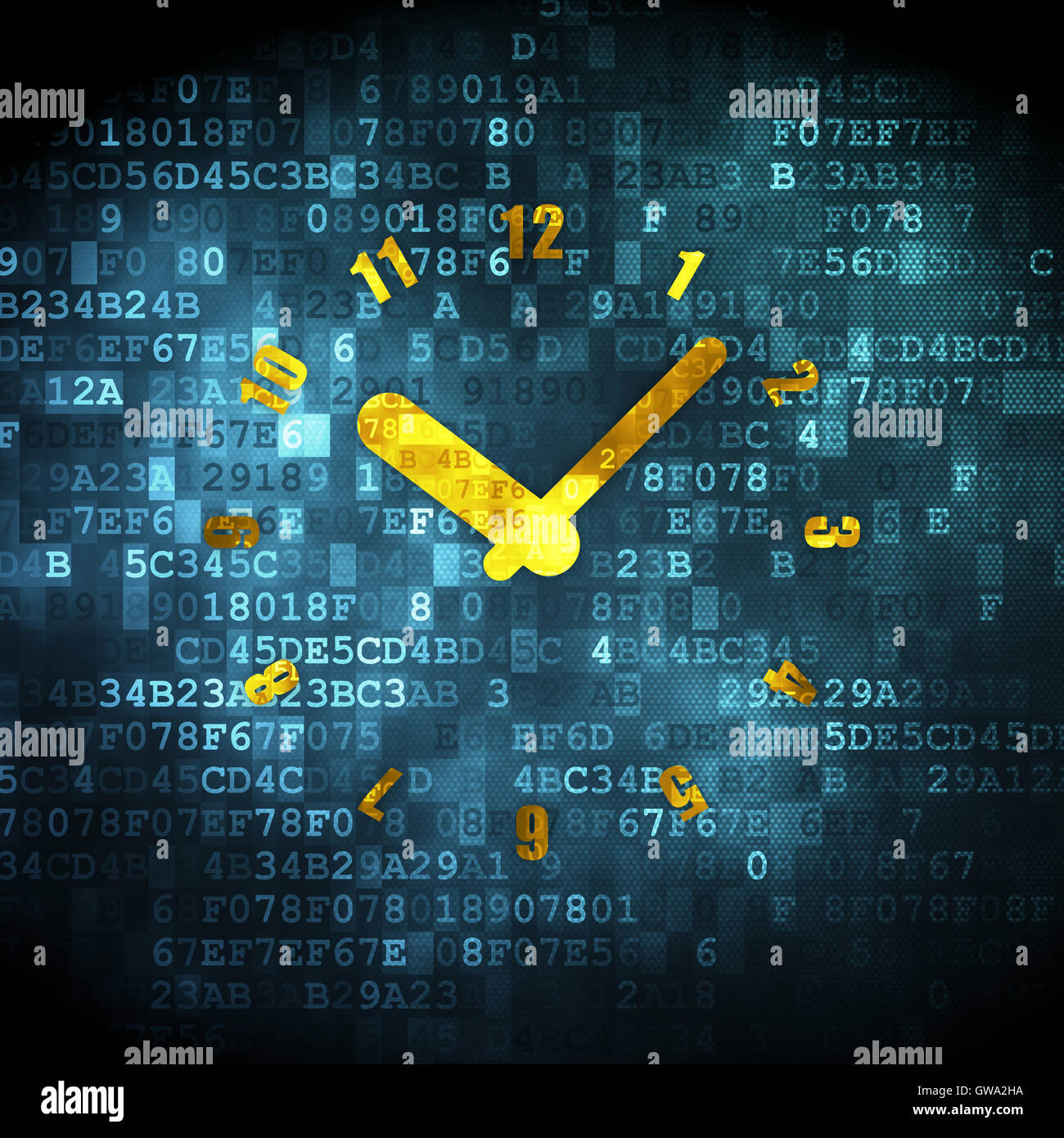Timeline concept: Clock on digital background Stock Photo - Alamy