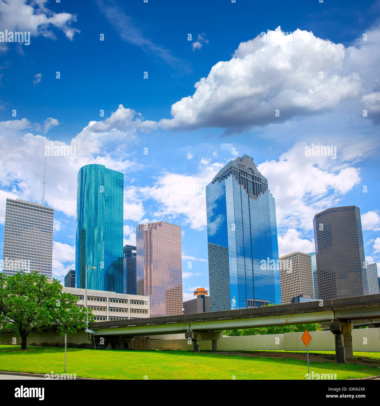 Houston Texas Skyline modern skyscapers and blue sky Stock Photo - Alamy