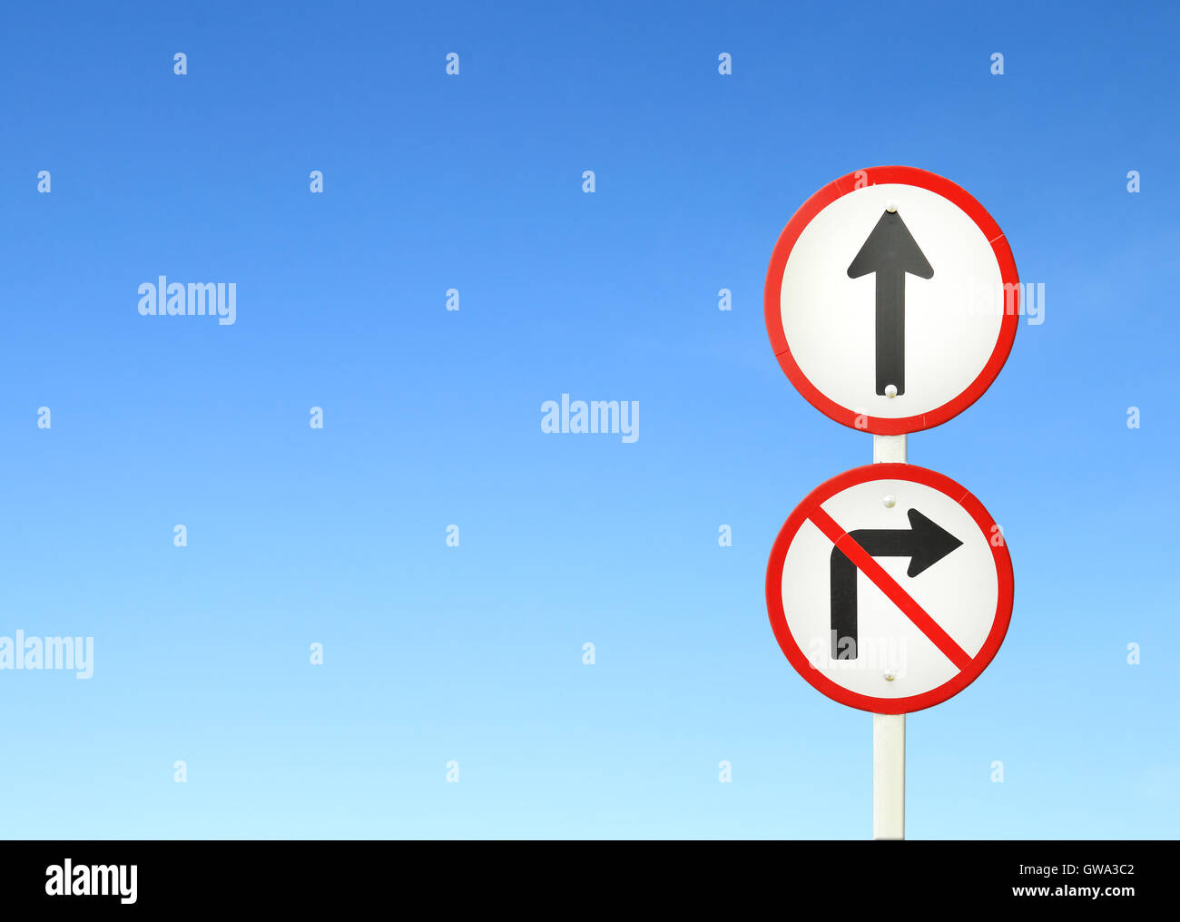 go ahead the way ,forward sign and don't turn right sign Stock Photo ...