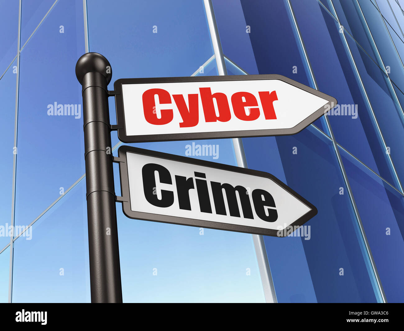 Privacy concept: Cyber Crime on Business Building background Stock ...
