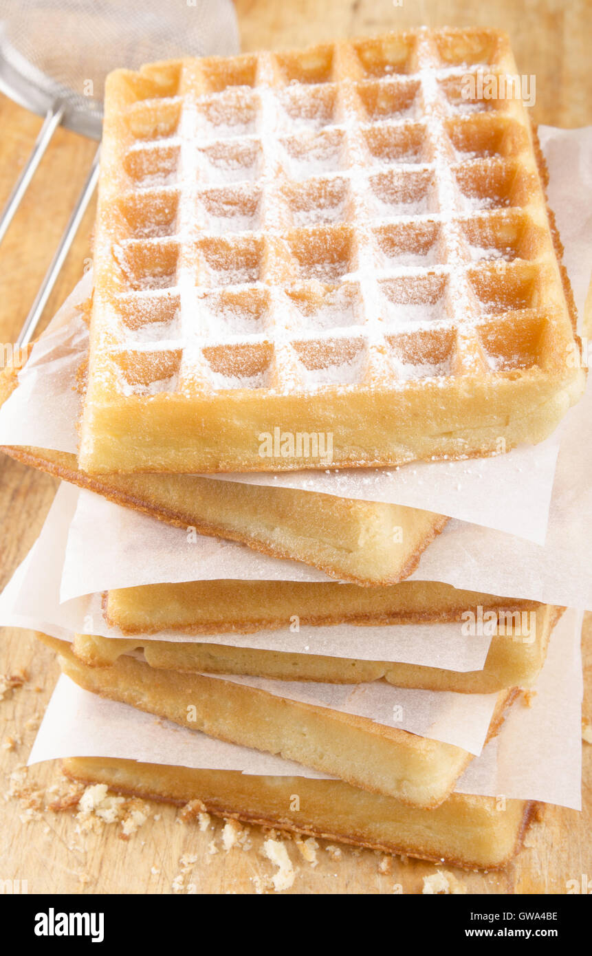home baked waffle with powdered sugar Stock Photo - Alamy
