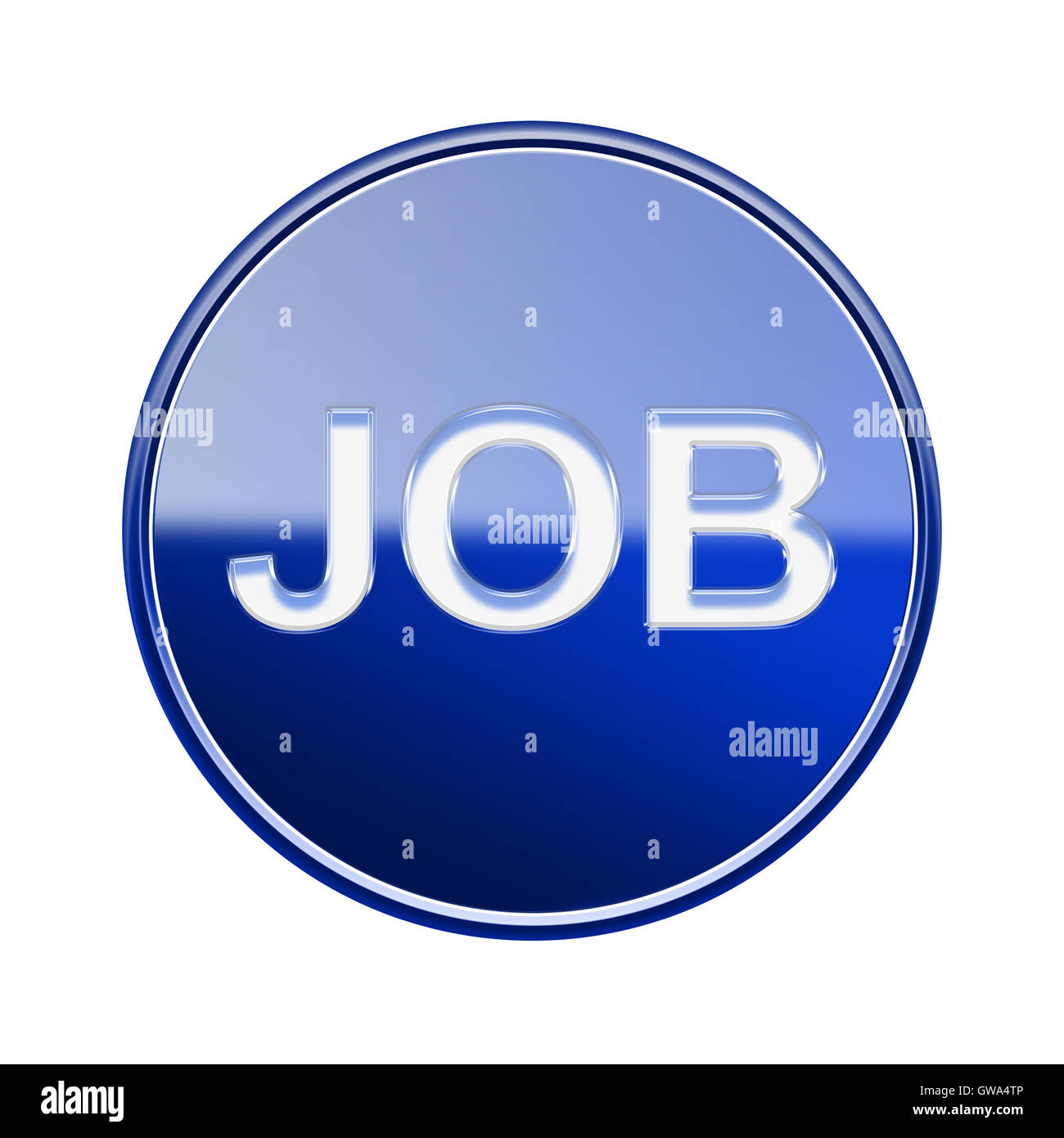Job icon glossy blue, isolated on white background Stock Photo - Alamy
