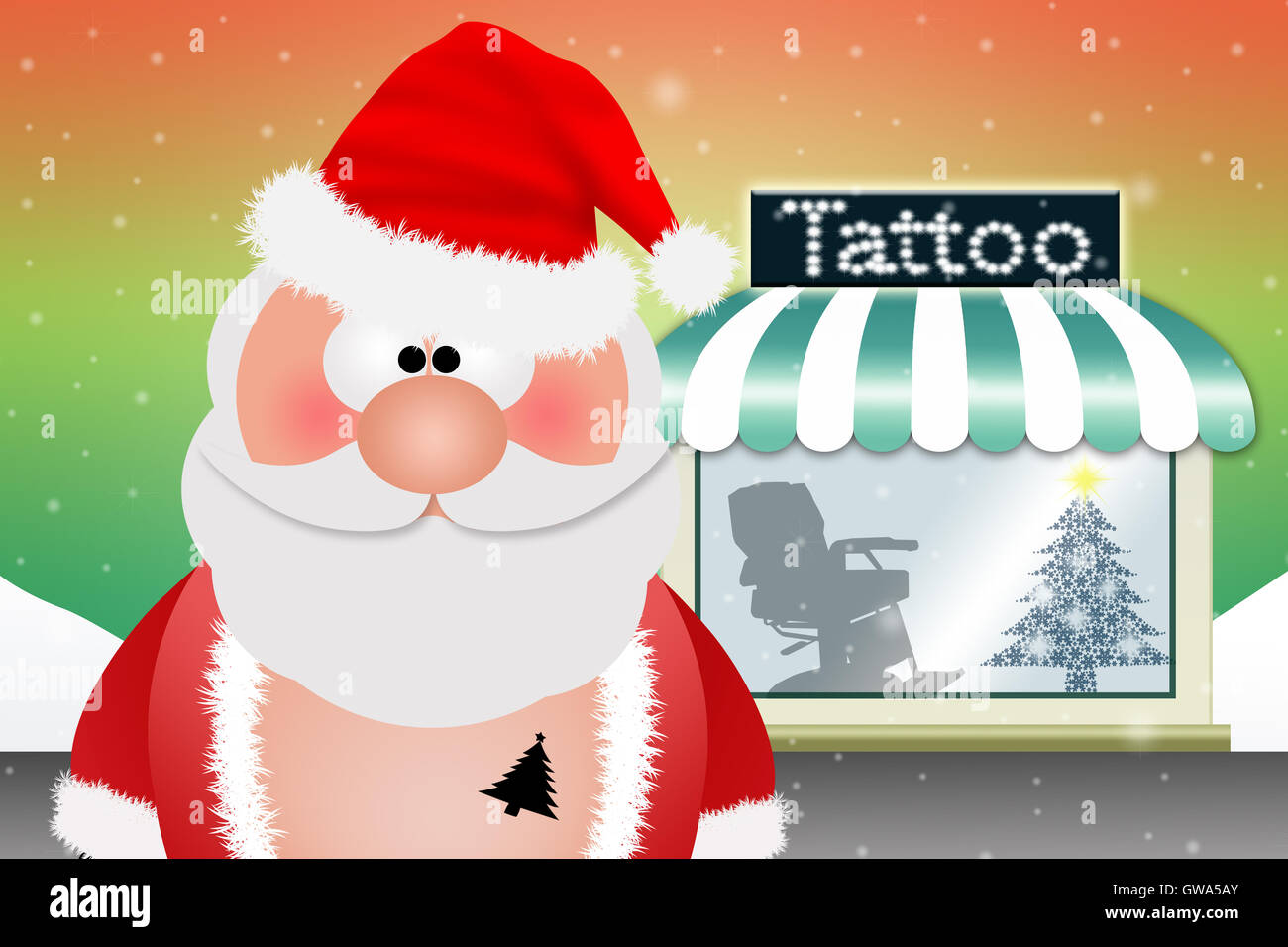 Santa Claus with tattoo for Christmas Stock Photo - Alamy