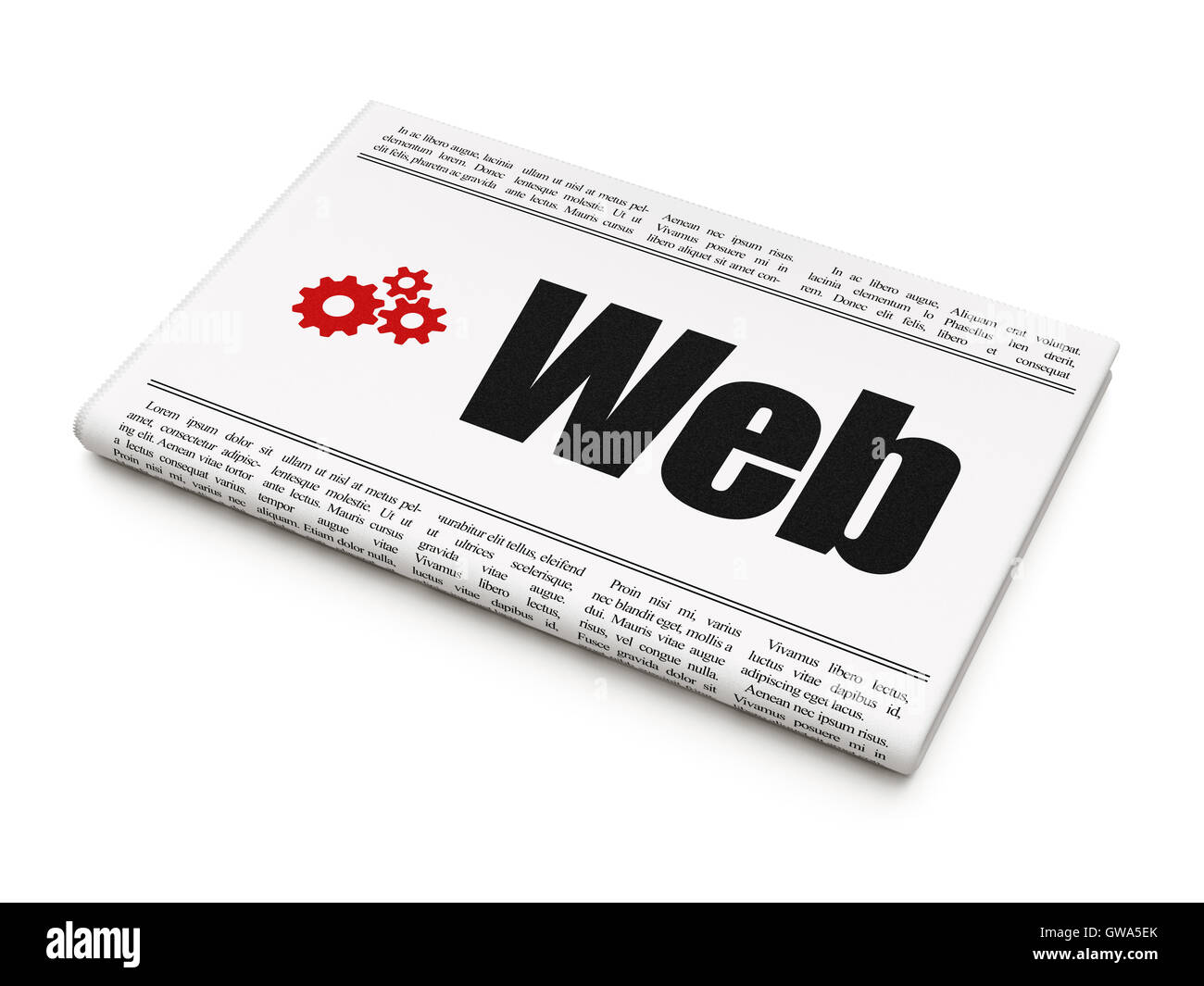 Web design news concept: newspaper with Web and Gears Stock Photo - Alamy
