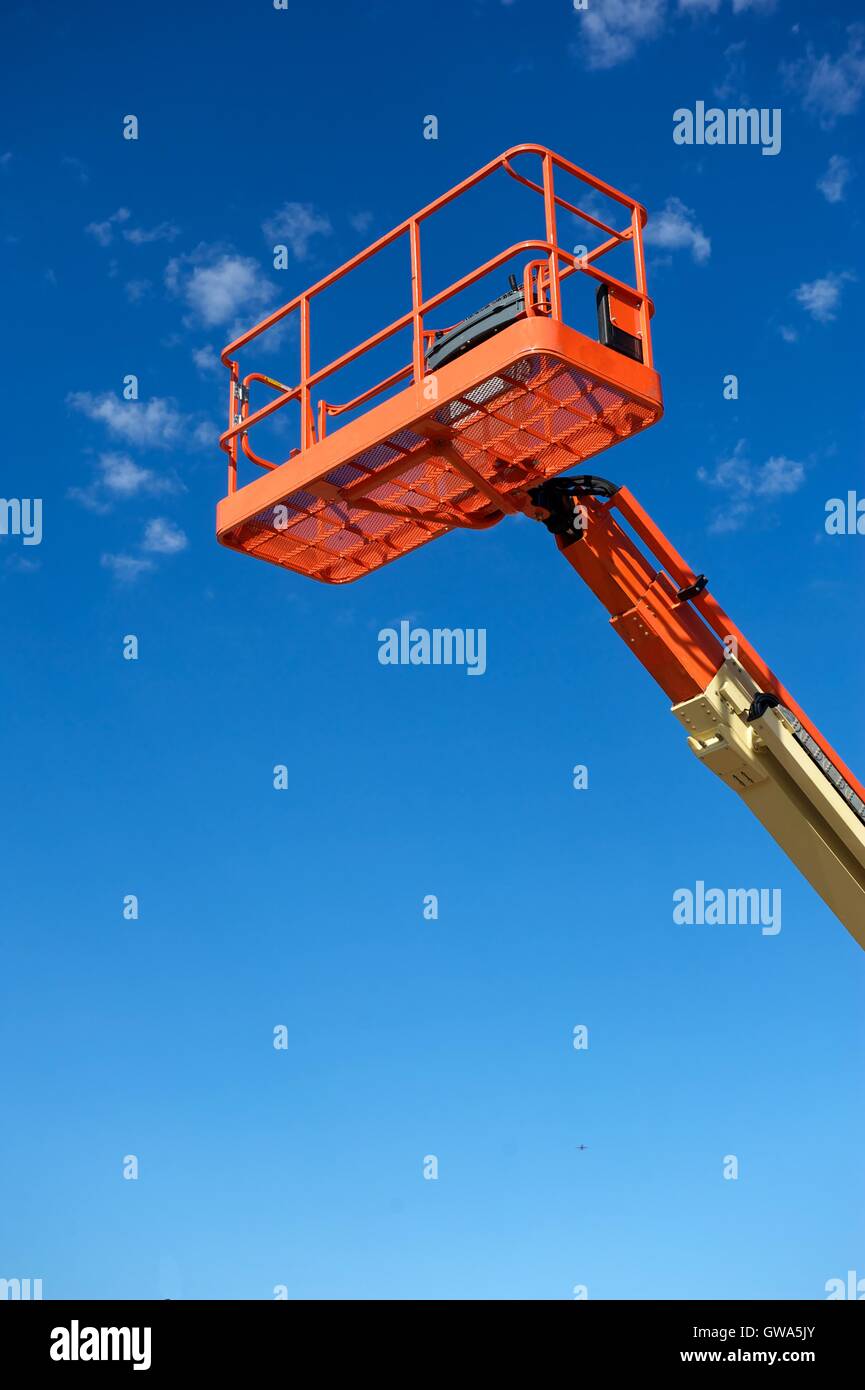 Orange Utility Construction Lift Stock Photo - Alamy