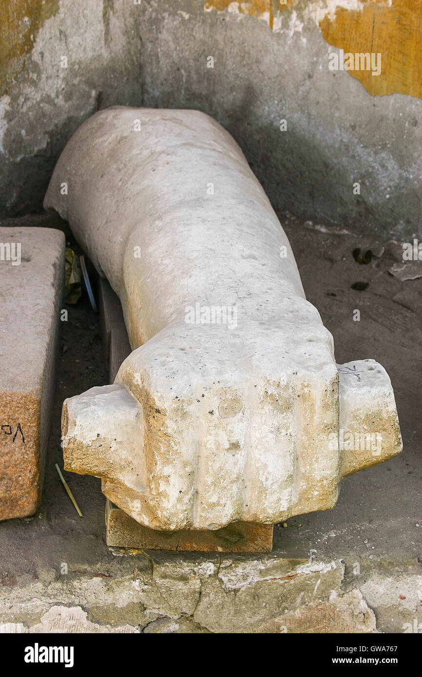 Egypt, Cairo, Heliopolis, open air museum, obelisk parc. Colossal arm ...