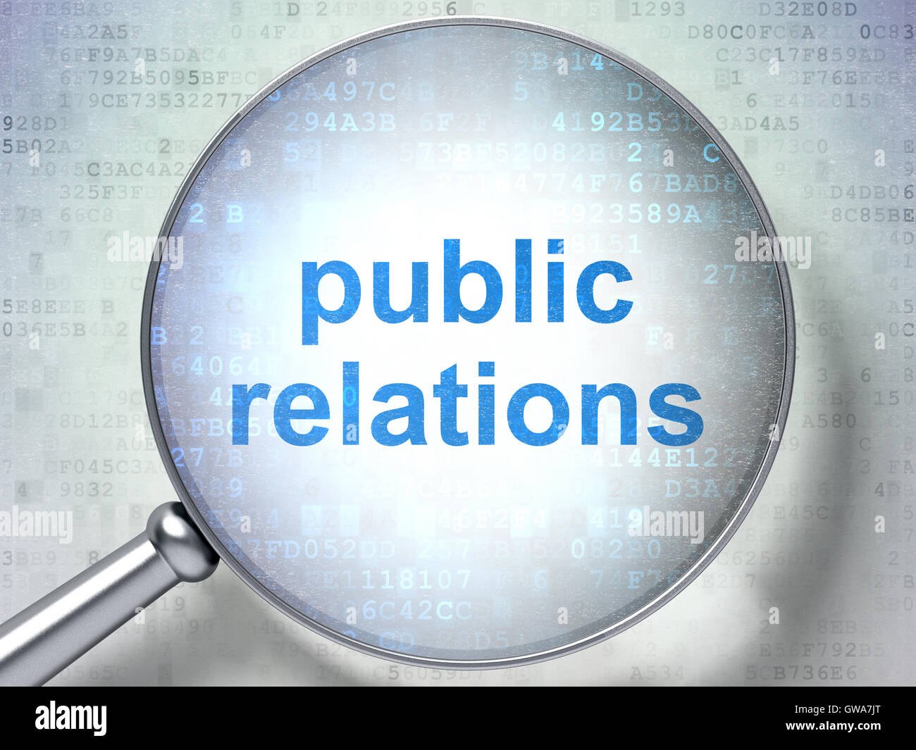 Advertising concept: optical glass with words Public Relations Stock ...