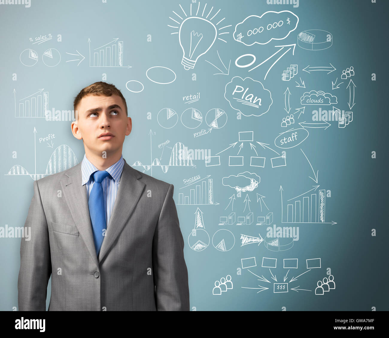 businessman thinking about innovation in business Stock Photo - Alamy