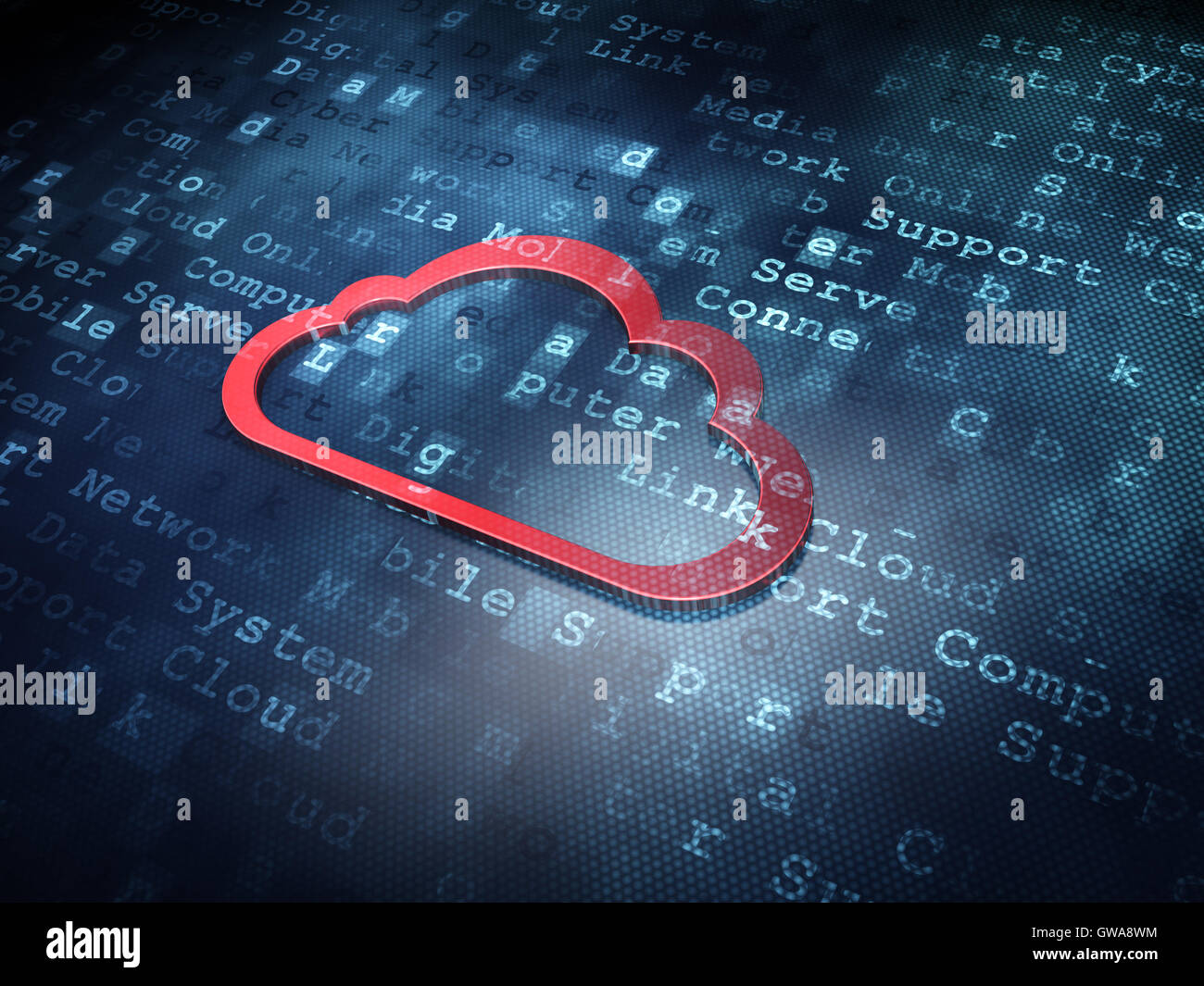 Cloud technology concept: Red Cloud on digital background Stock Photo ...