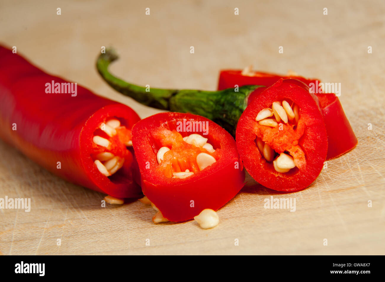 Slice chilli pepper Stock Photo - Alamy