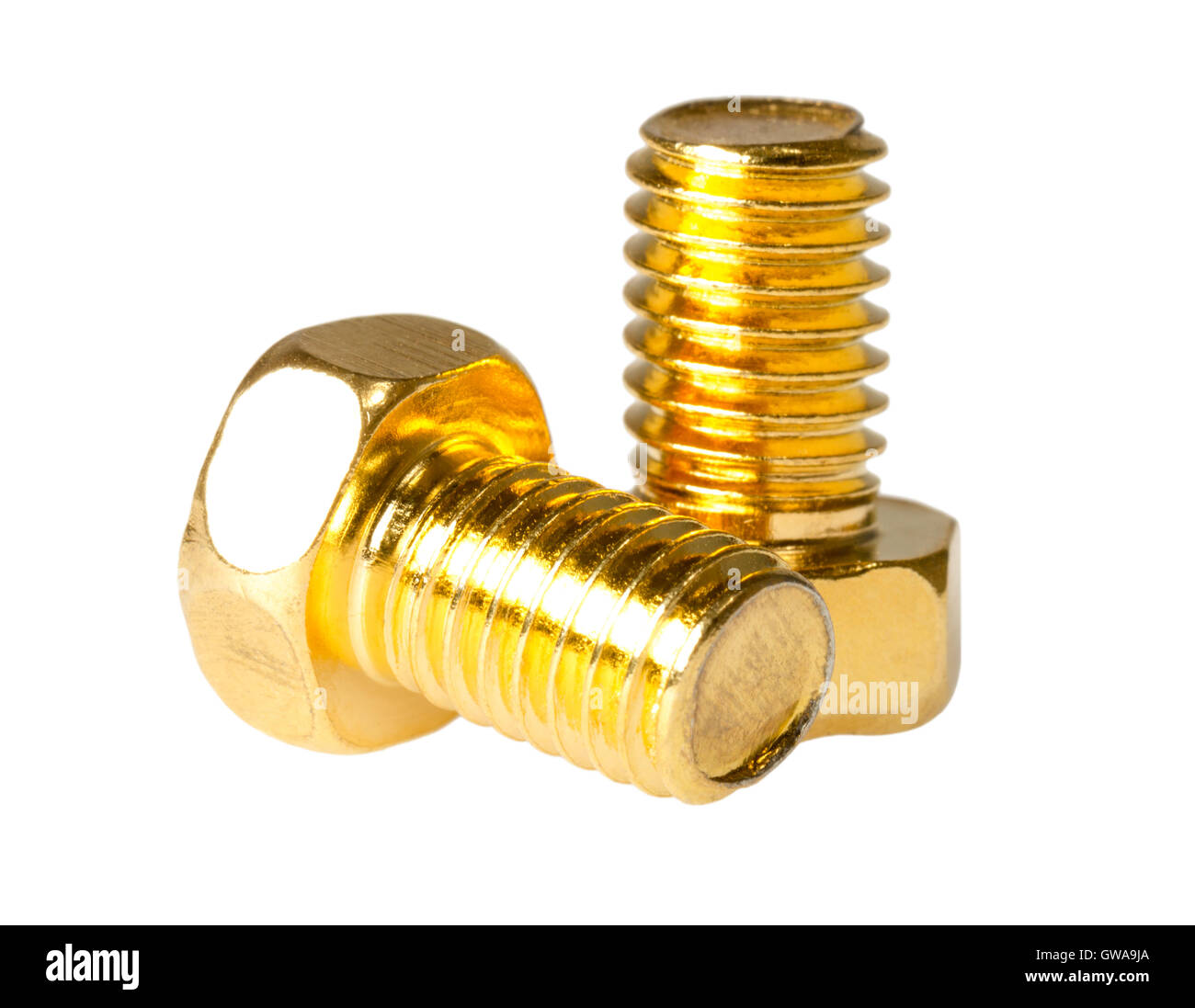 Two gold screw Stock Photo - Alamy
