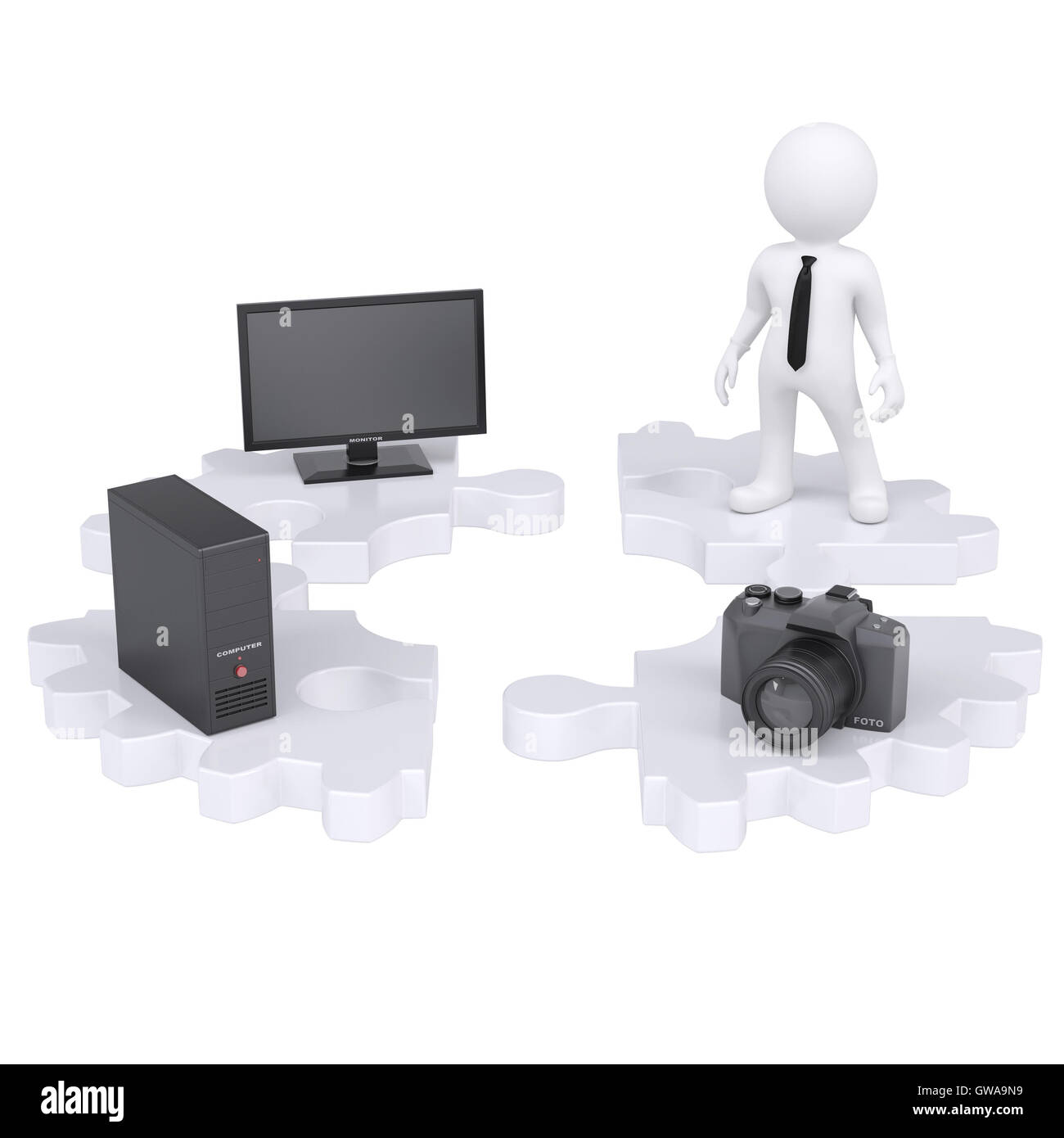 3d man and electronic devices Stock Photo - Alamy