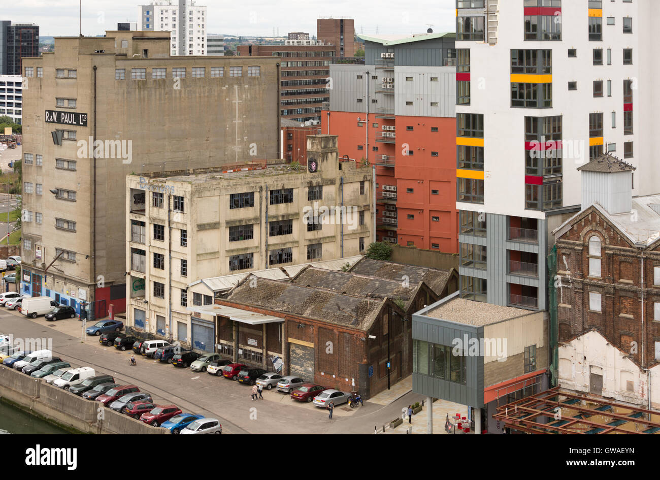 View of modern and historic buildings including R&W Paul building from ...