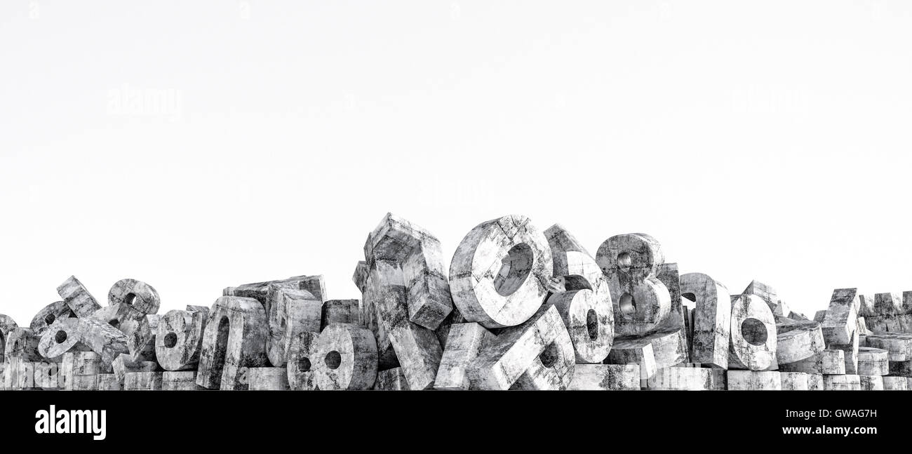 3d illustration of concrete letters isolated on white background Stock ...