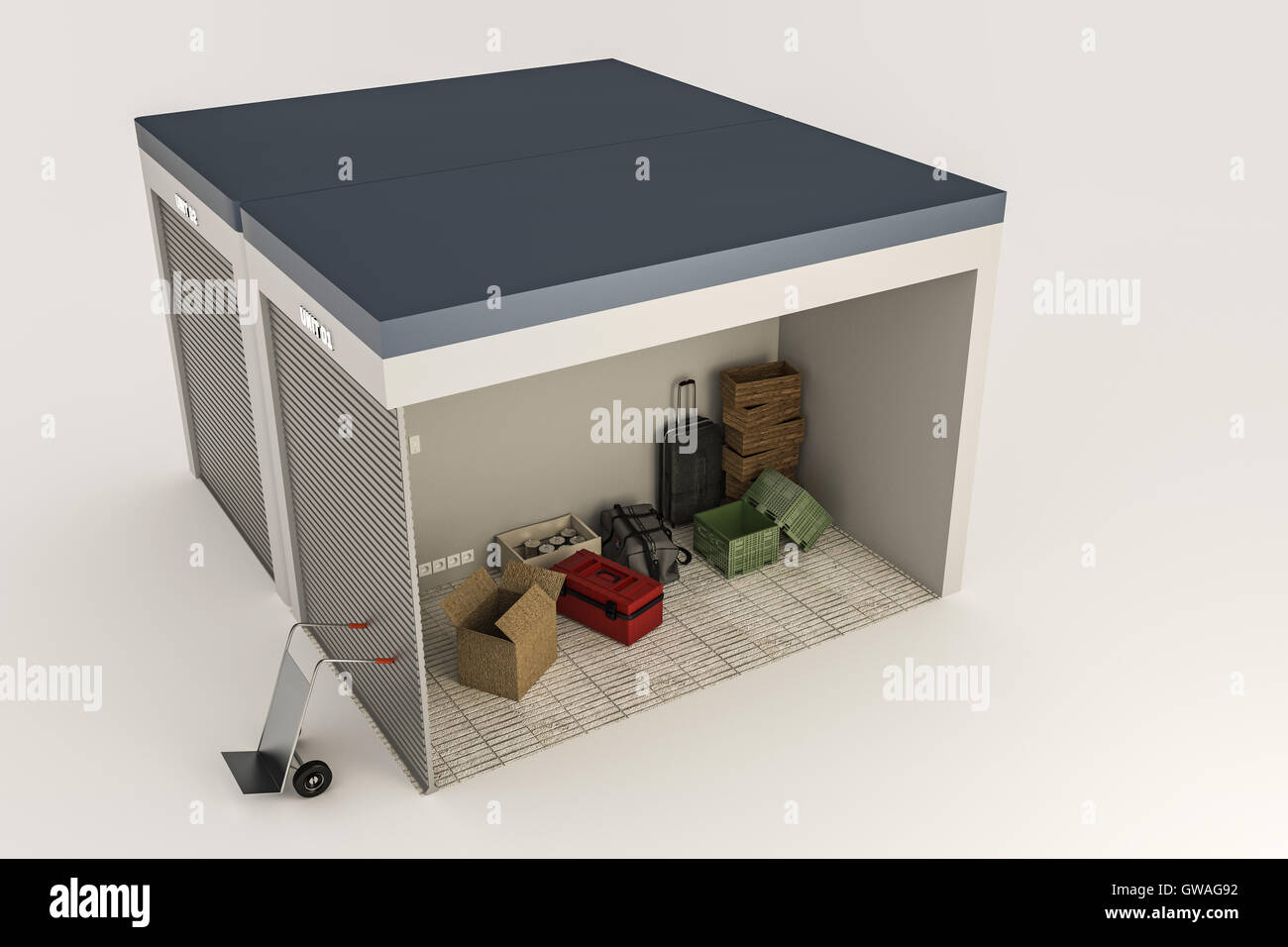 3d illustration of a self storage section isolated on white background ...