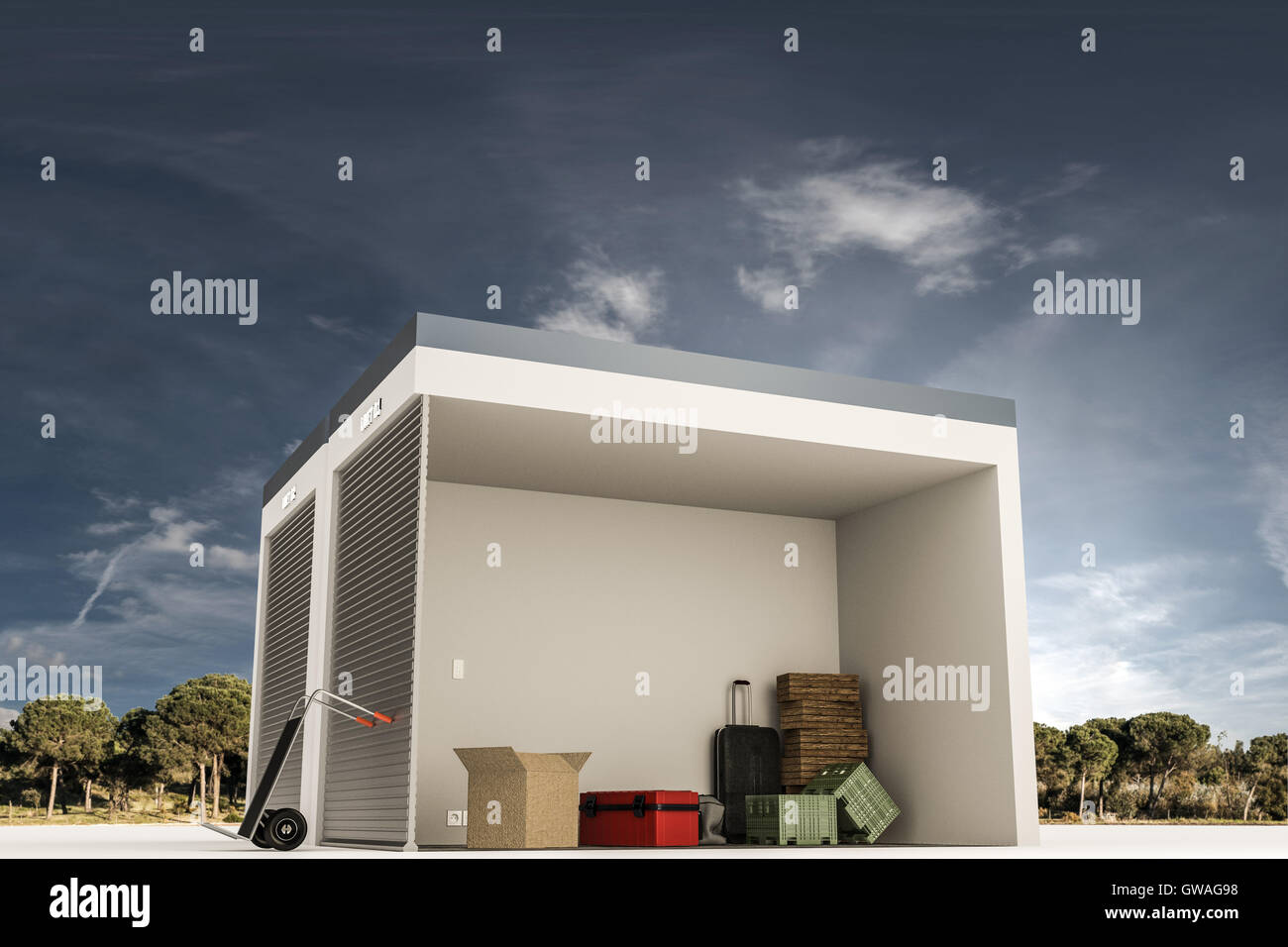 3d illustration of a self storage section Stock Photo - Alamy