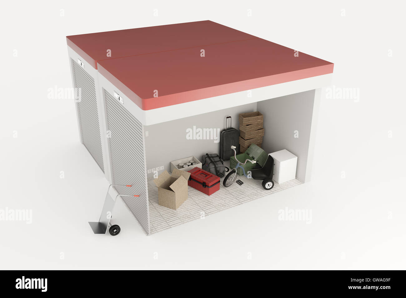 3d illustration of self storage units section isolated on white ...