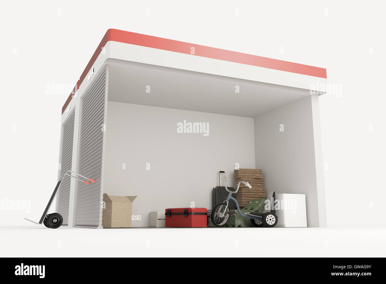 3d illustration of self storage units section isolated on white ...