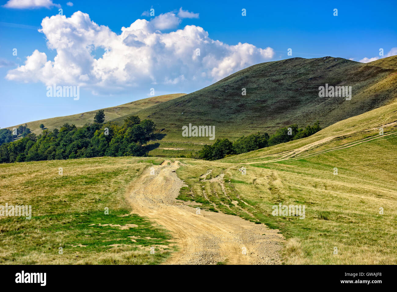 early autumn mountain landscape with path through the hillside Stock ...