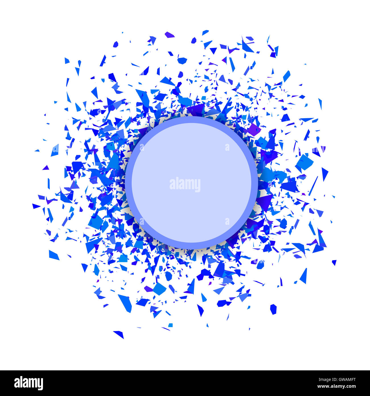 Blue Confetti Round Banner. Set of Particles Stock Photo - Alamy