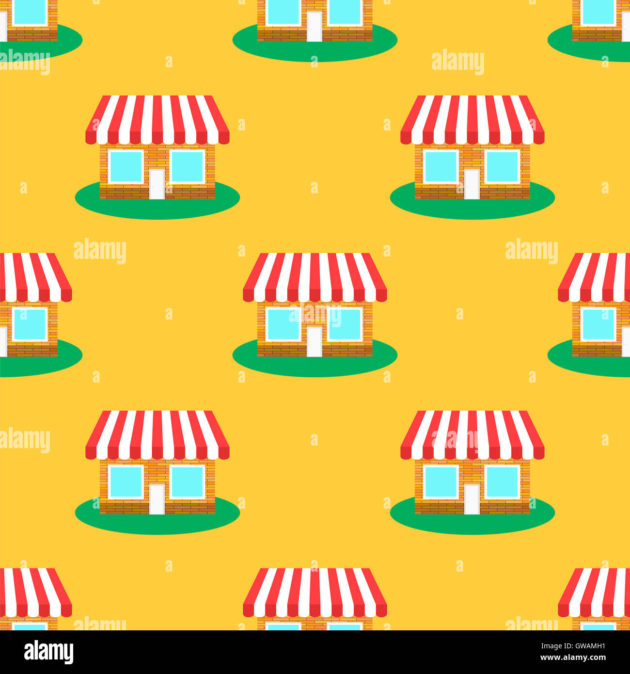 Seamless Smaii Shop Pattern. Store Background Stock Photo - Alamy