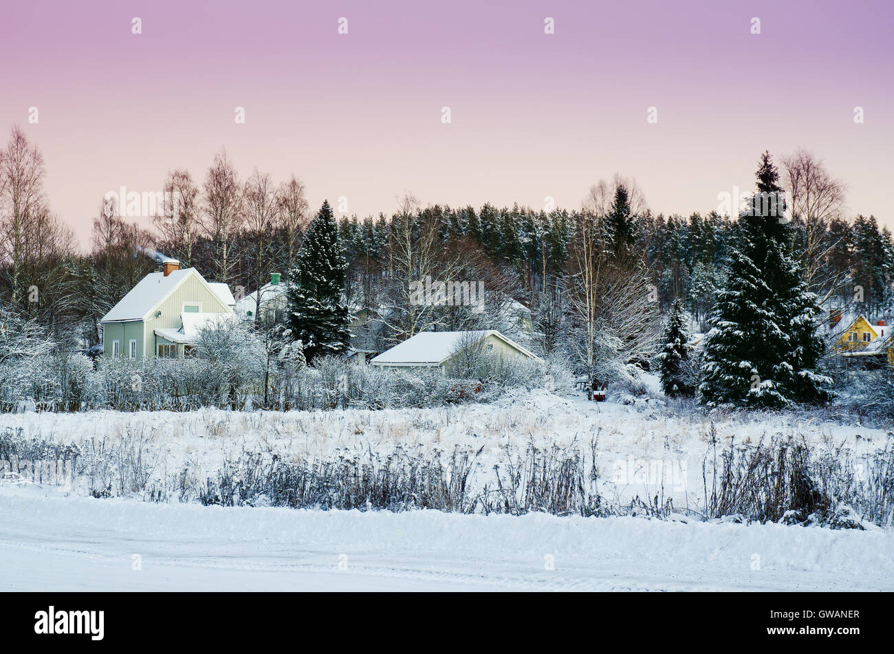 View of small swedish town Stock Photo - Alamy