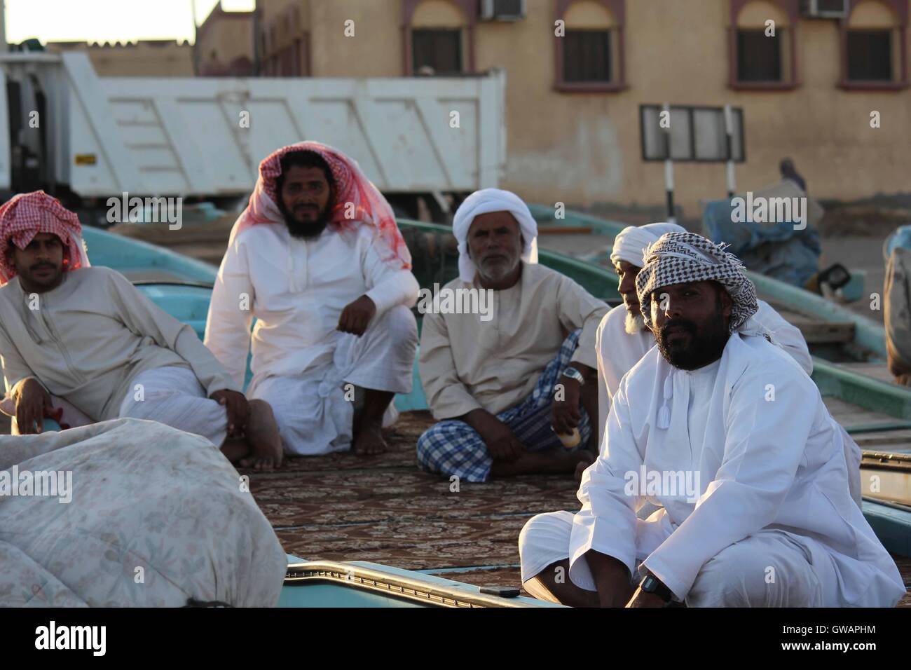 Moqul, Oman, October 22, 2013: Omani man with typical dress. He is ...