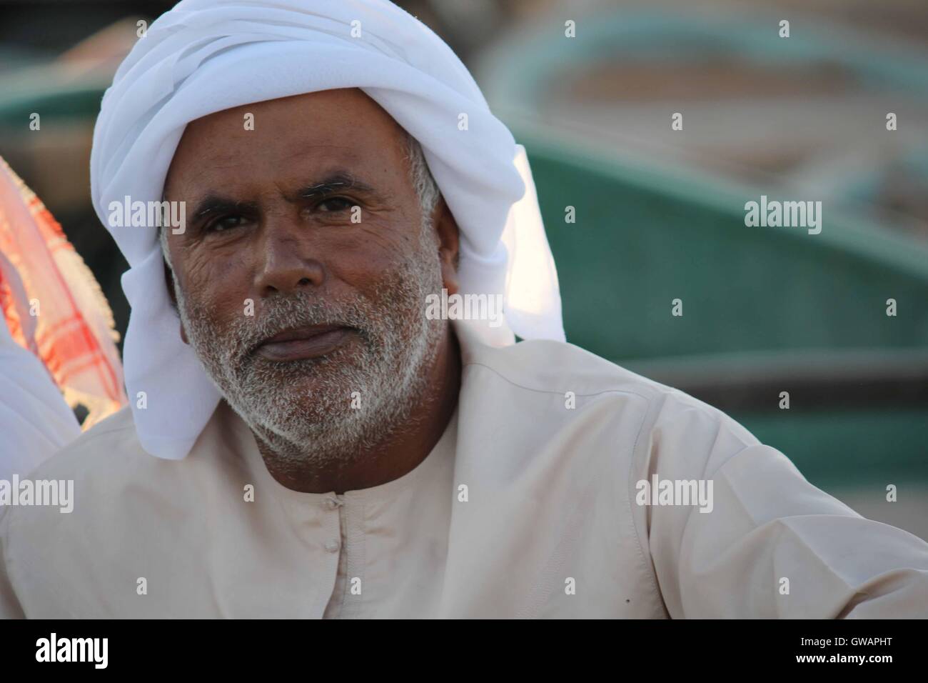 Moqul, Oman, October 22, 2013: Omani man with typical dress. He is ...