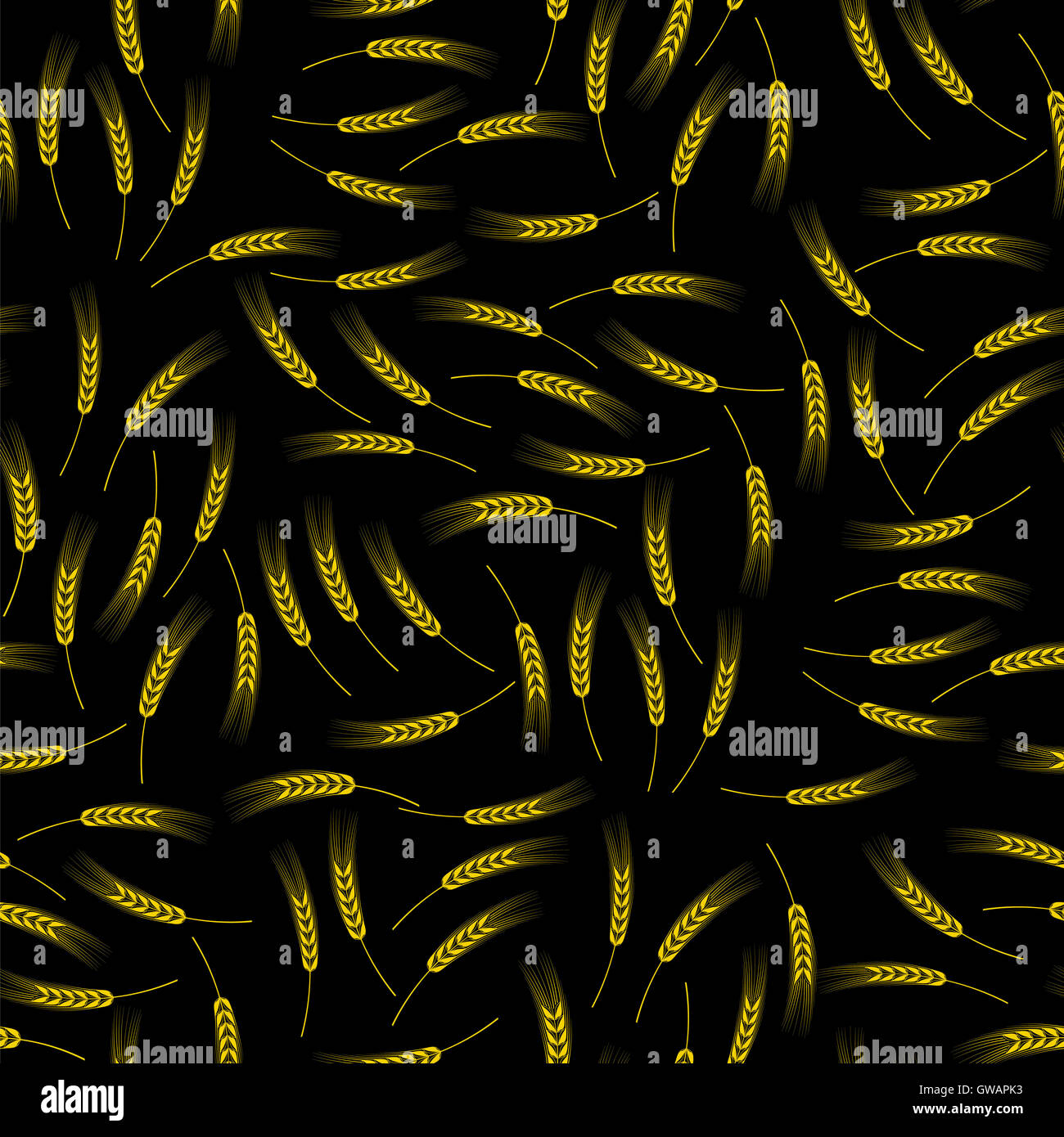 Yellow Wheat Seamless Pattern. Cereal Spikes Stock Photo - Alamy