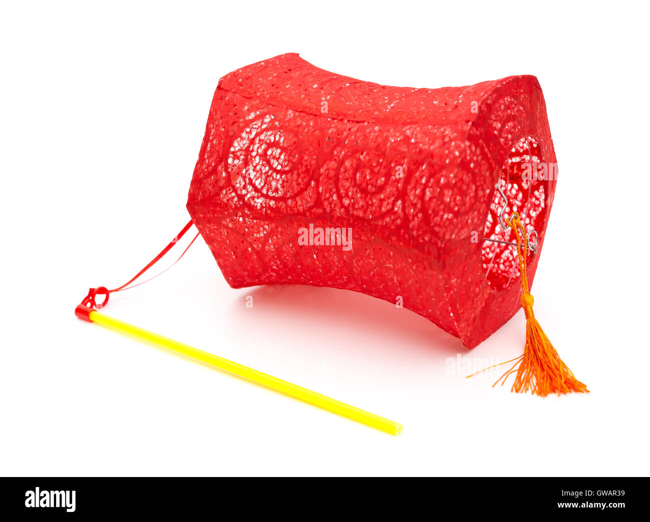 red lantern with handle on a white background Stock Photo - Alamy