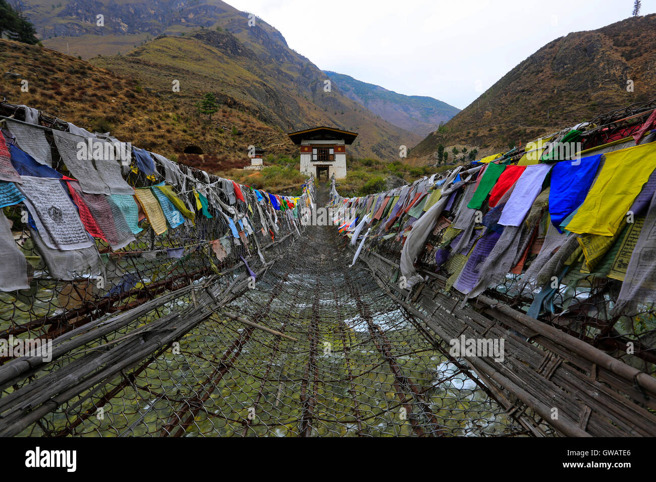 Iron Chain Bridge on Paro River, Bhutan. Thangtong Gyalpo (1385-1464 ...