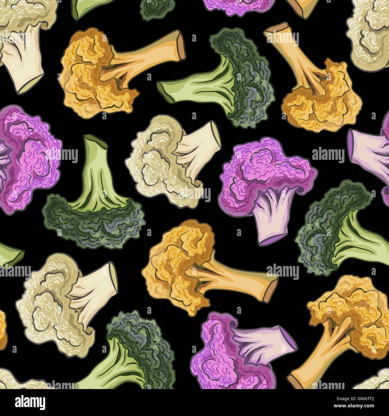Seamless pattern cauliflower Stock Vector Image & Art - Alamy