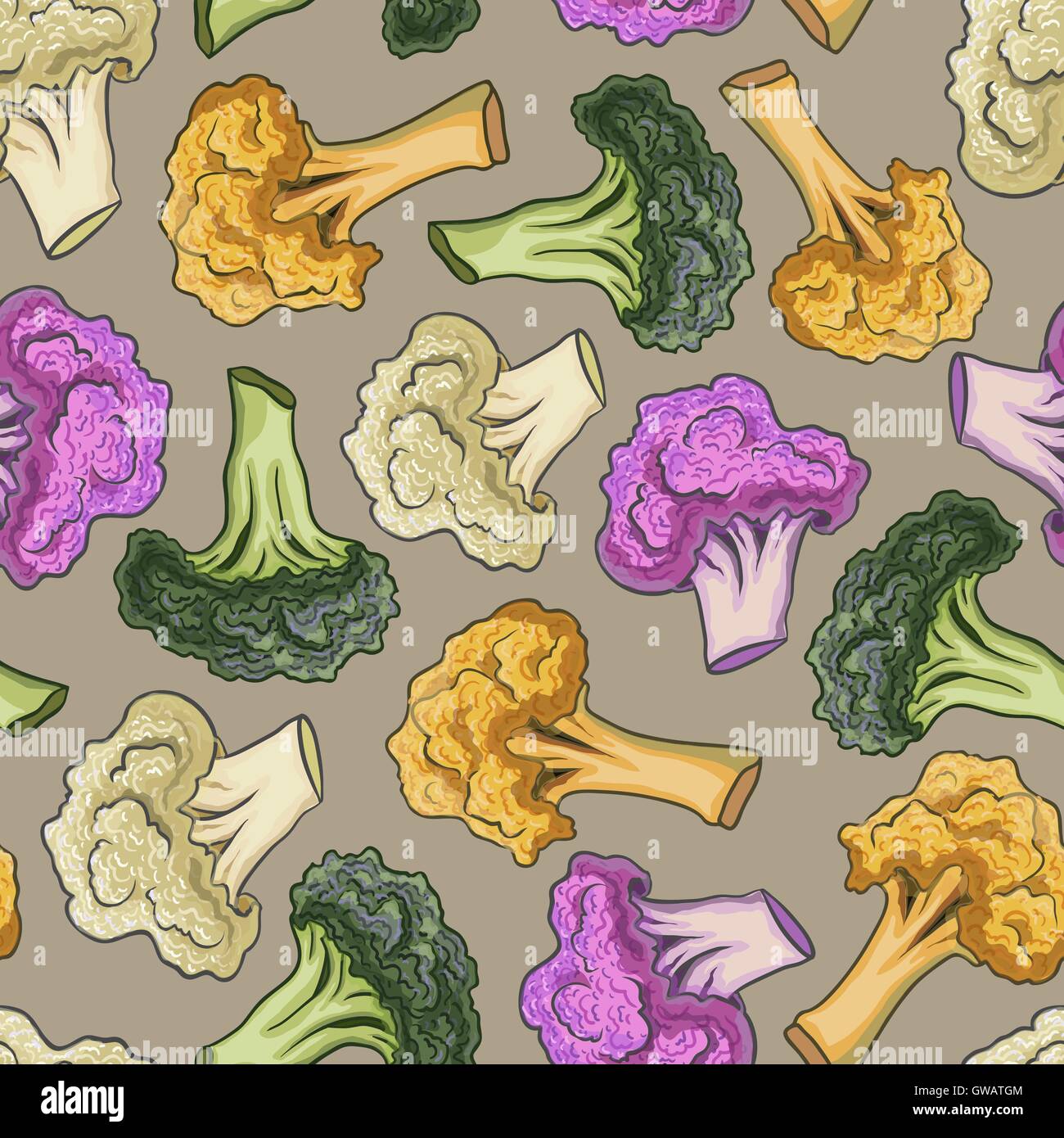 Seamless pattern cauliflower Stock Vector Image & Art - Alamy