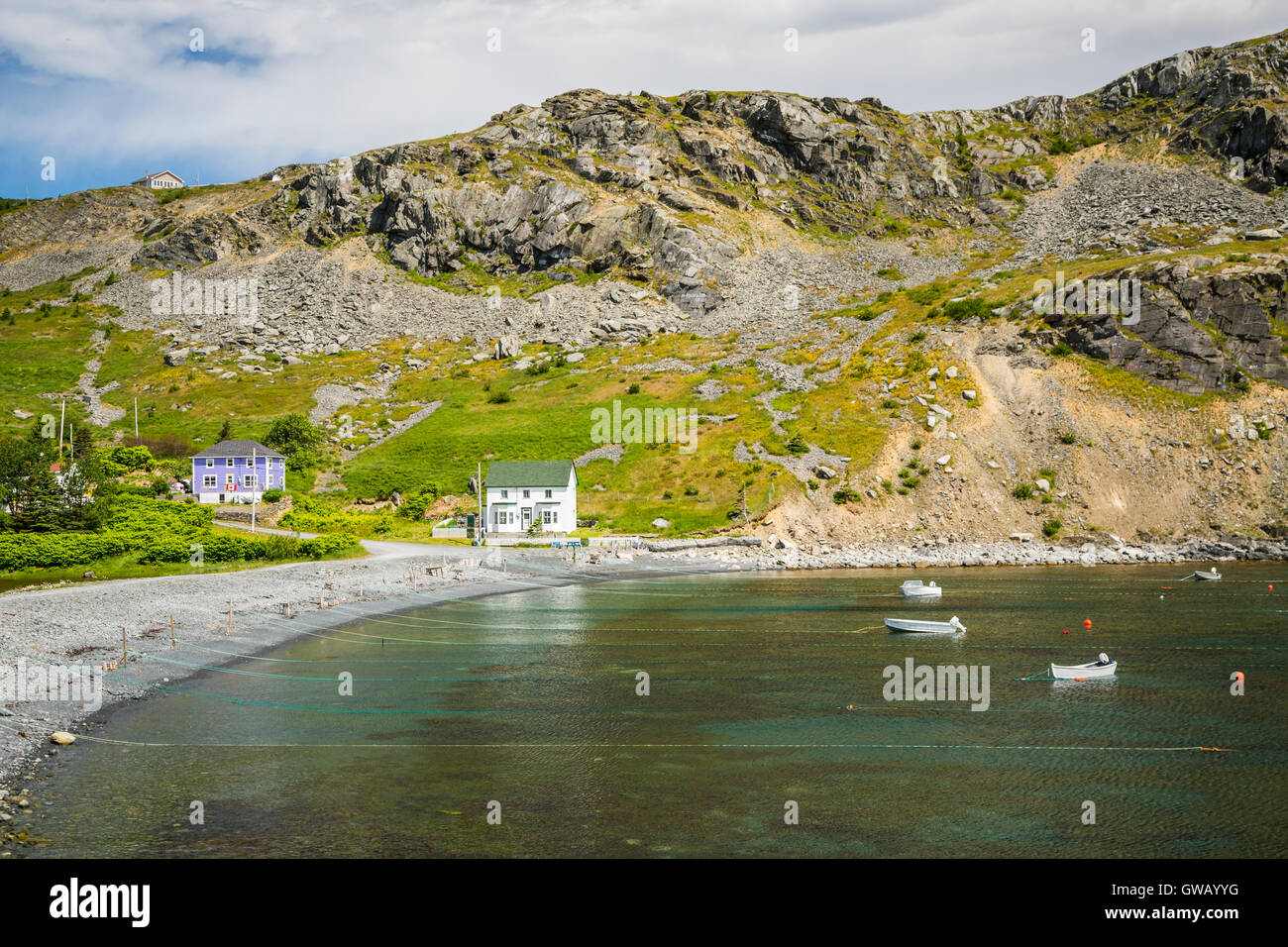 A beach near the fishing village of Freshwater, Newfoundland and ...