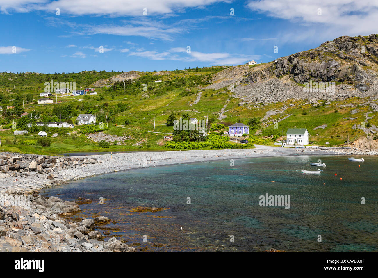 A beach near the fishing village of Freshwater, Newfoundland and ...