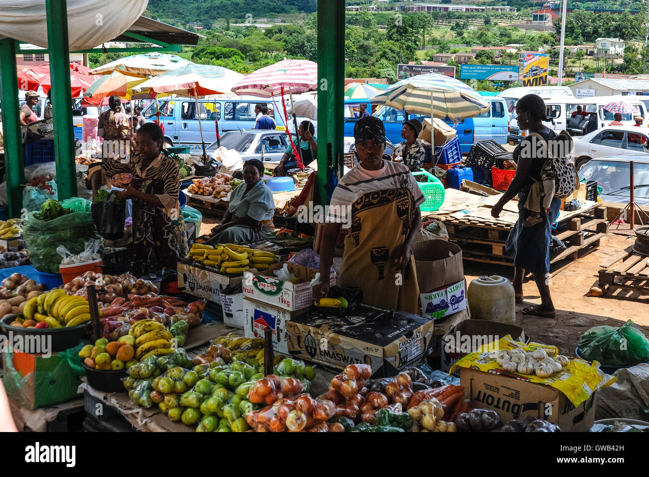 Market in Manzini, the nation's second largest city and main industrial ...