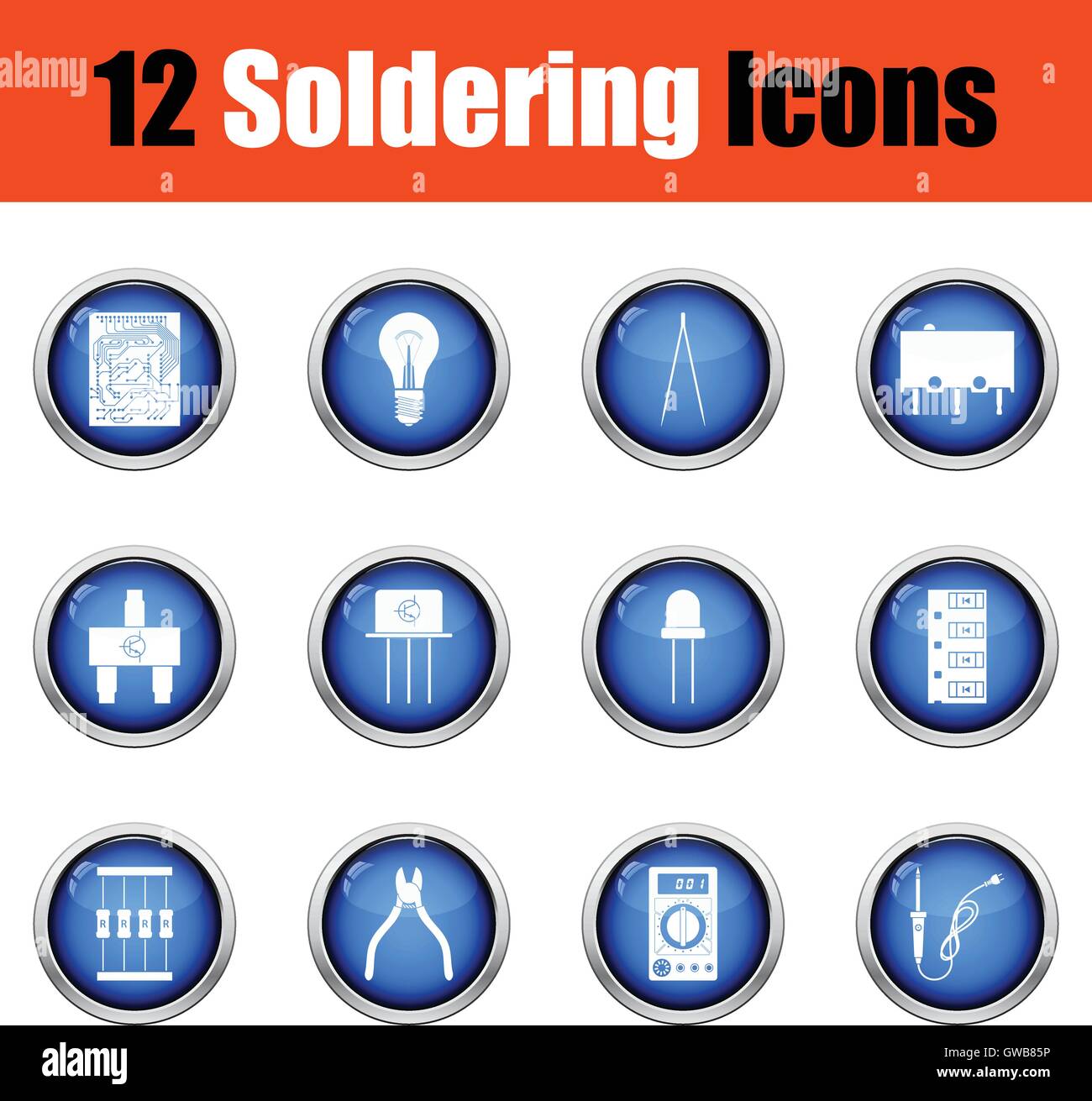 Set of soldering icons. Glossy button design. Vector illustration Stock ...
