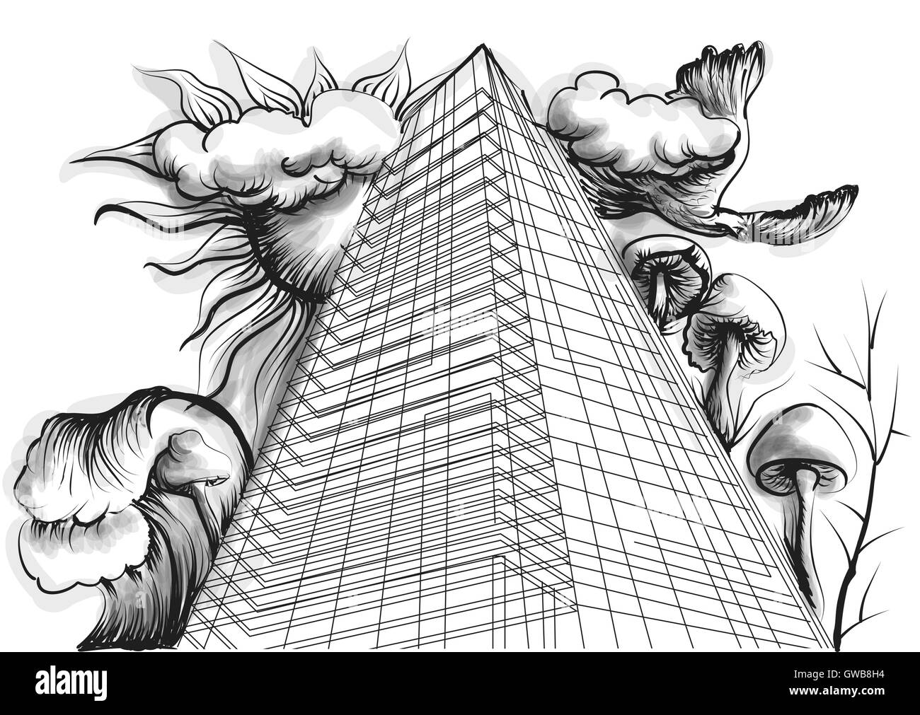 abstract buildings. modern building and nature elements Stock Vector ...