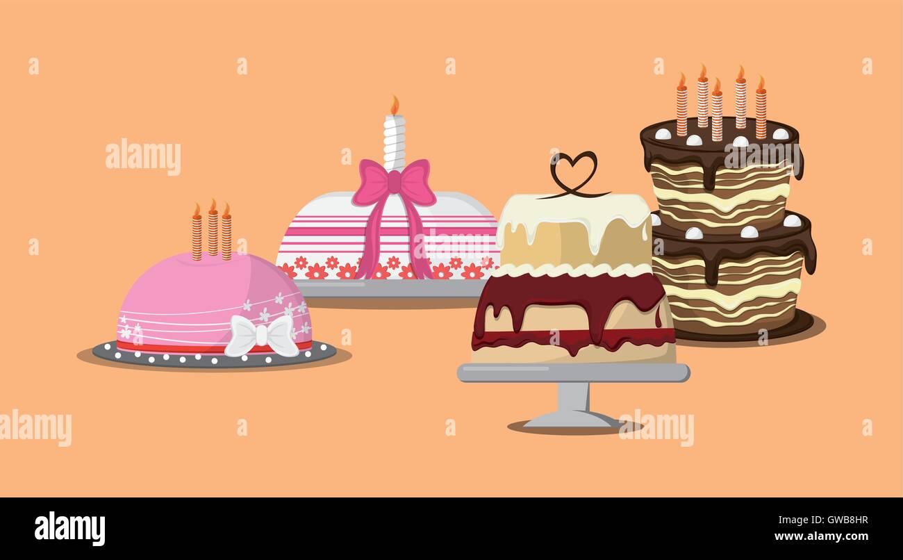 assorted decorated cakes image Stock Vector Image & Art - Alamy