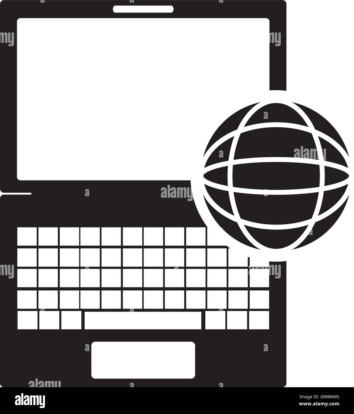 laptop frontview and earth globe diagram icon Stock Vector Image & Art ...