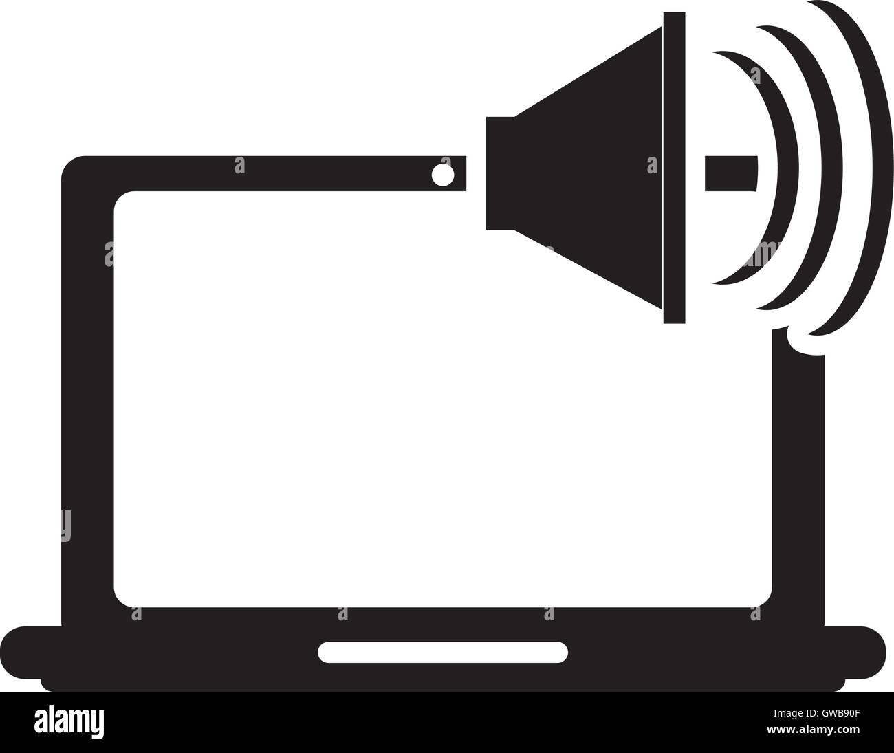 laptop frontview and speaker icon Stock Vector Image & Art - Alamy
